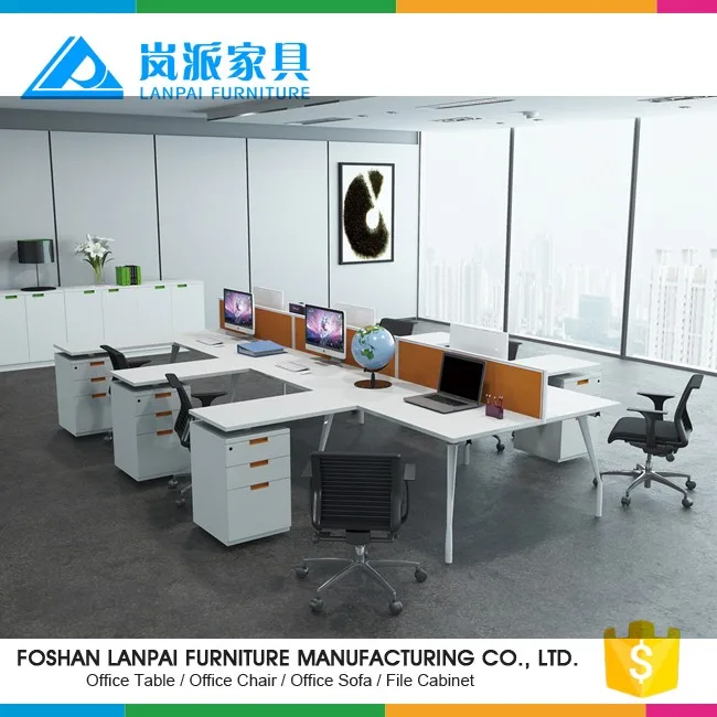 Kl-10 Staff Working Table Unique Office Desk 6 Person Open Workstation ...