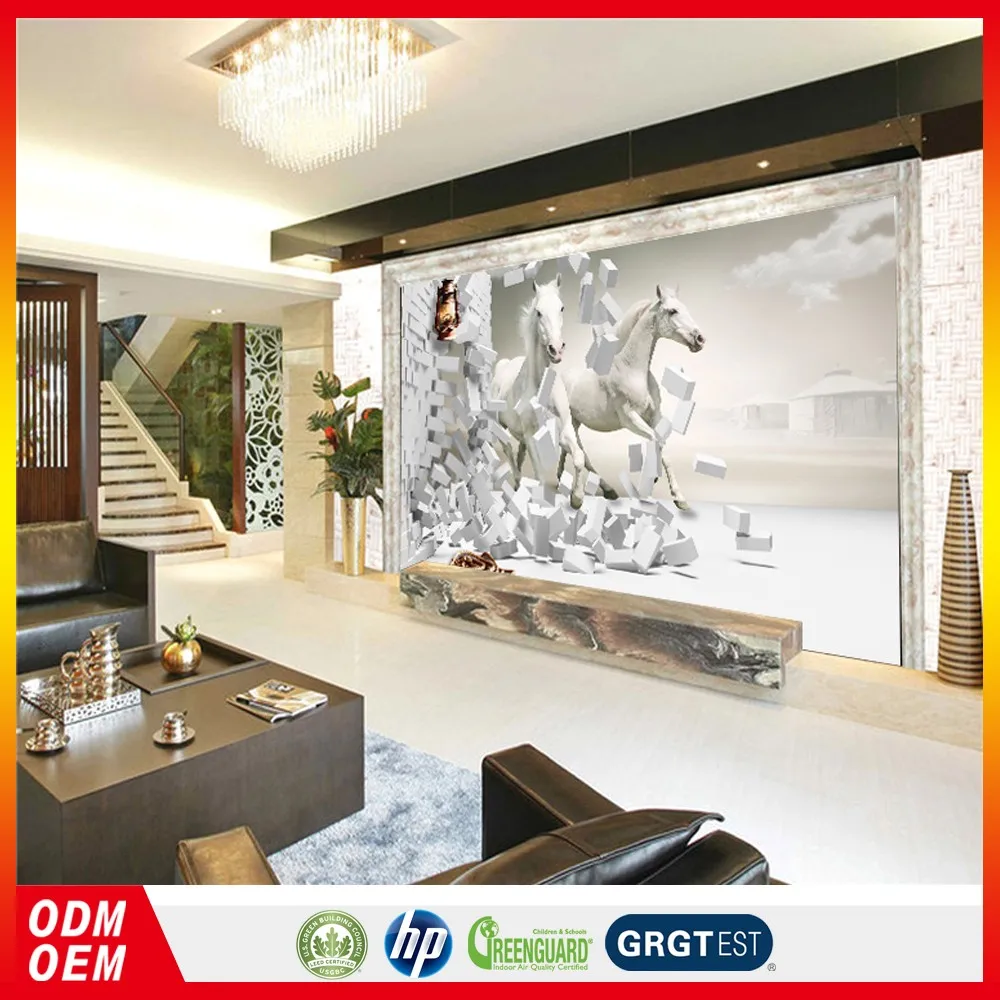 Running White Horse Wallpaper 3d Commercial Vinyl Wallpaper For ...