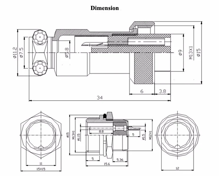GX12 8 Pin Right Angle Connector - Waterproof M12 4 Pin Bulkhead Parts ...