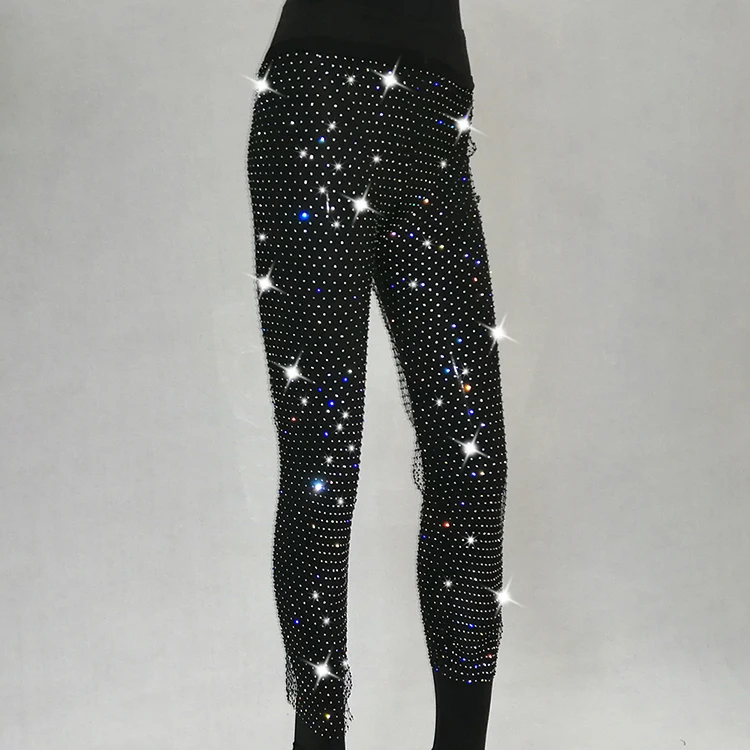 Lightweight Crystal Rhinestones Slim Sexy Tunic Pants Women Summer ...