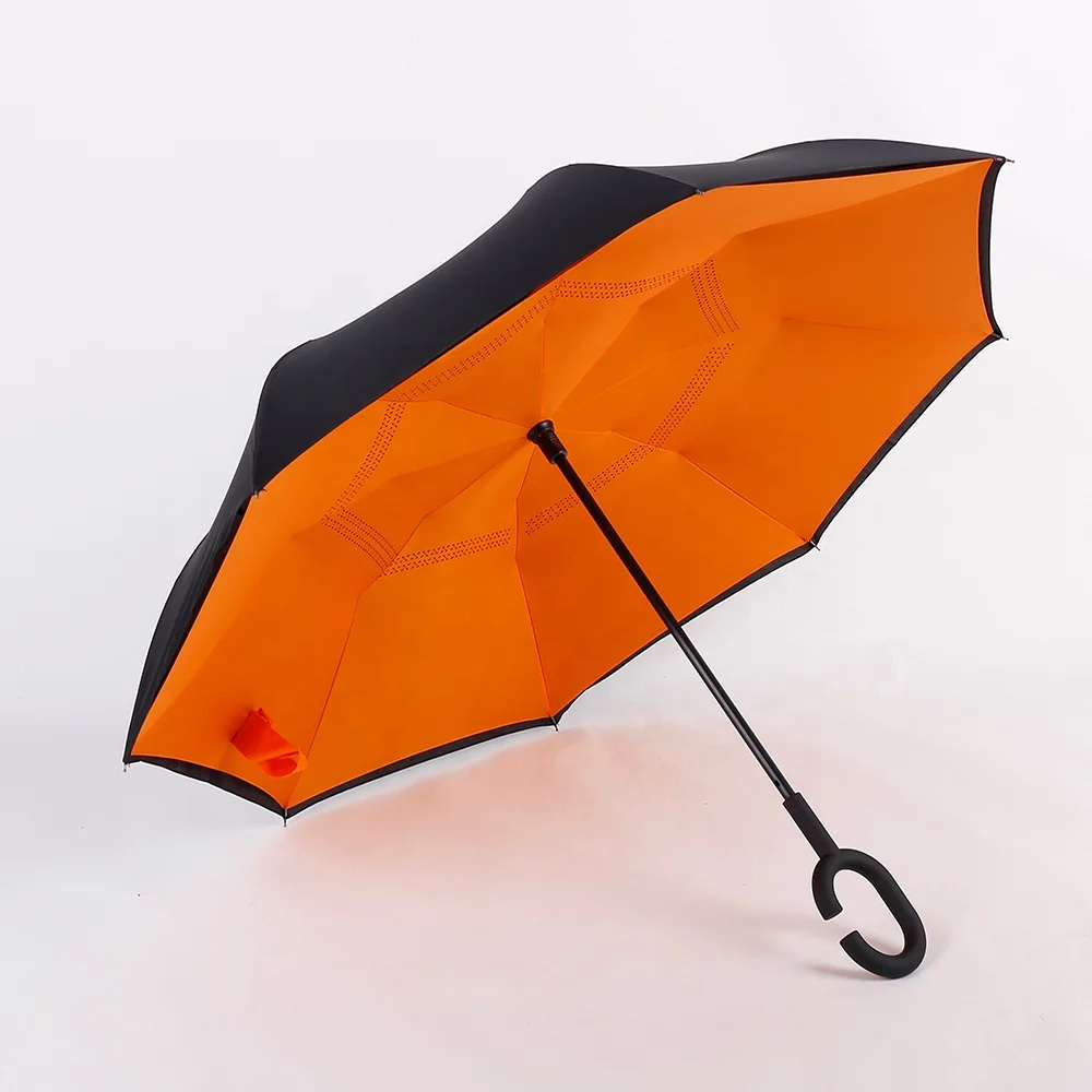 Customized Print Reverse Inverted Umbrella With C Shape Handle - Buy C ...