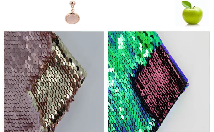 Wholesale Customized Colors Two Tone Fish Scale Sequin Fabric Reversible