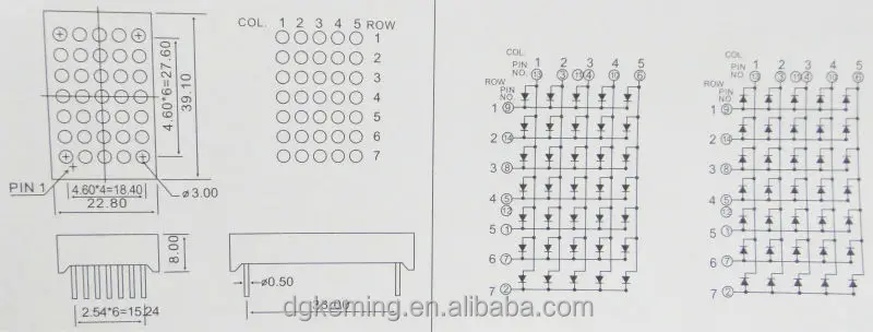 Ultra Red 5x7 Array Dot 3.0mm Matrix Red Display Led Module For Hall ...