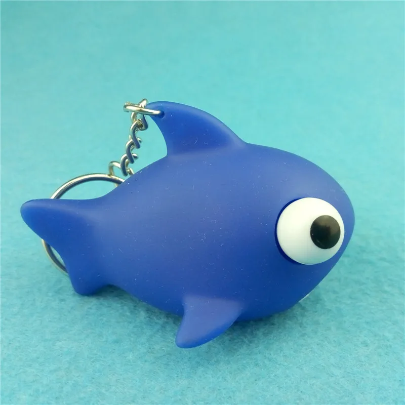 Custom Soft Blue Shark Pvc Keychains,Promotional Eyes Popper Animal ...
