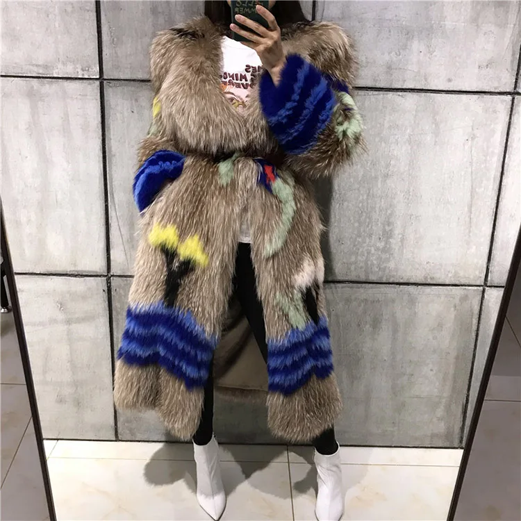 Autumn Fashion Knitted Fur Coat Women Turn-down Collar