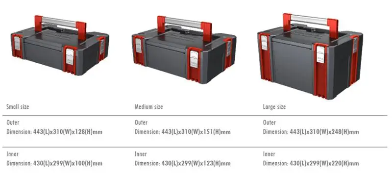 Vertak Mechanic Modular Abs Plastic Toolbox With Small Middle And Large ...