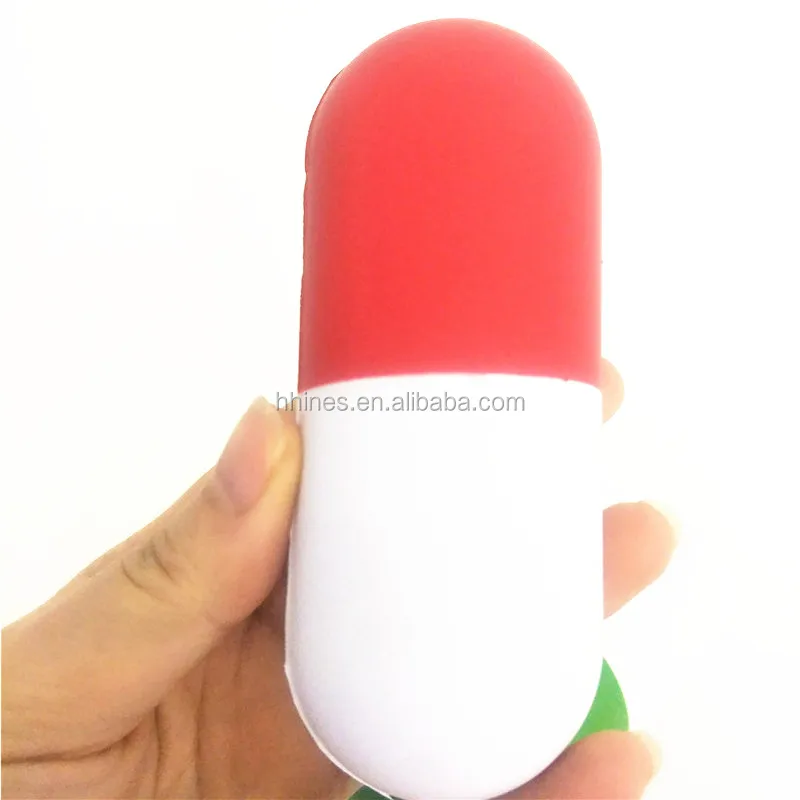 Custom Pu Foam Stress Capsule Soft Jumbo Pill Shape Stress Ball ...