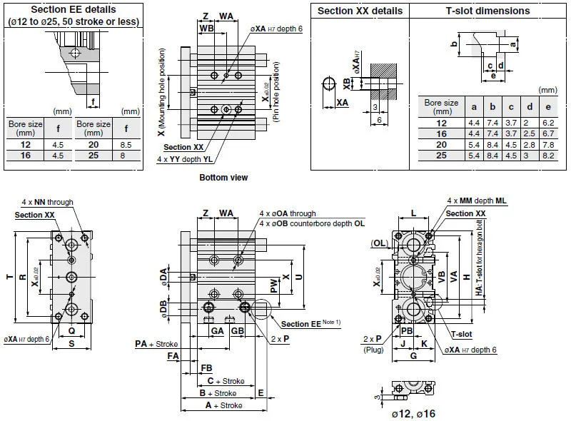 New Three Rod Guided Pneumatic Cylinder Smc Type Mgpm32-100z - Buy Air Cylinder,Compact Guide ...