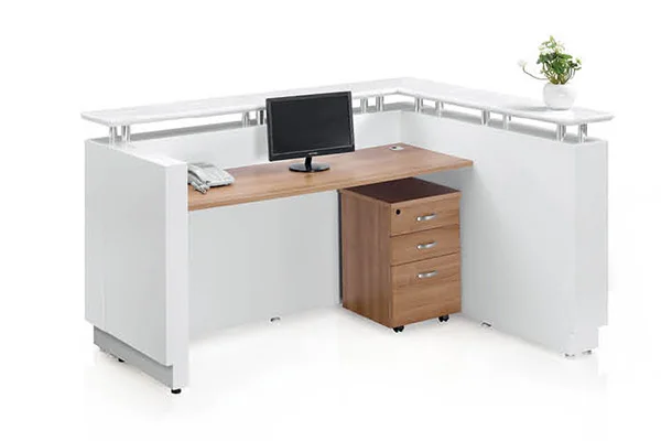 White Painting Counter Design Office L Shaped Counter