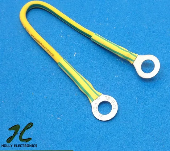 Customized Length Yellow/green Earth Ground Ring Terminal Wire
