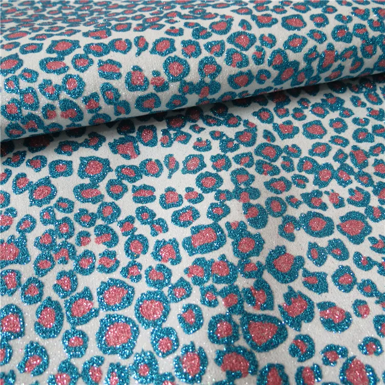 Free Sample Available Fluorescence Color Leopard Grain Glitter Fabric ...
