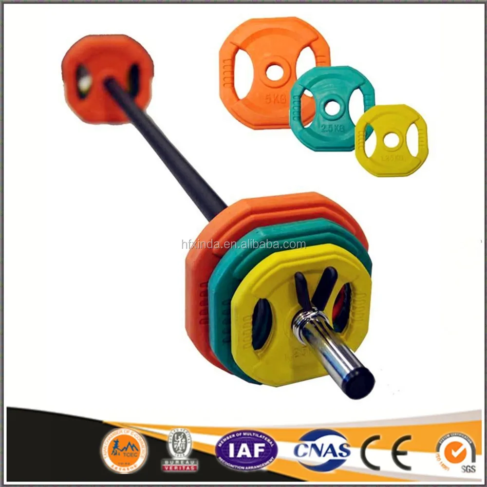 Home Gym Lifting Exercise Training Color Barbell Rubber Square Weight ...