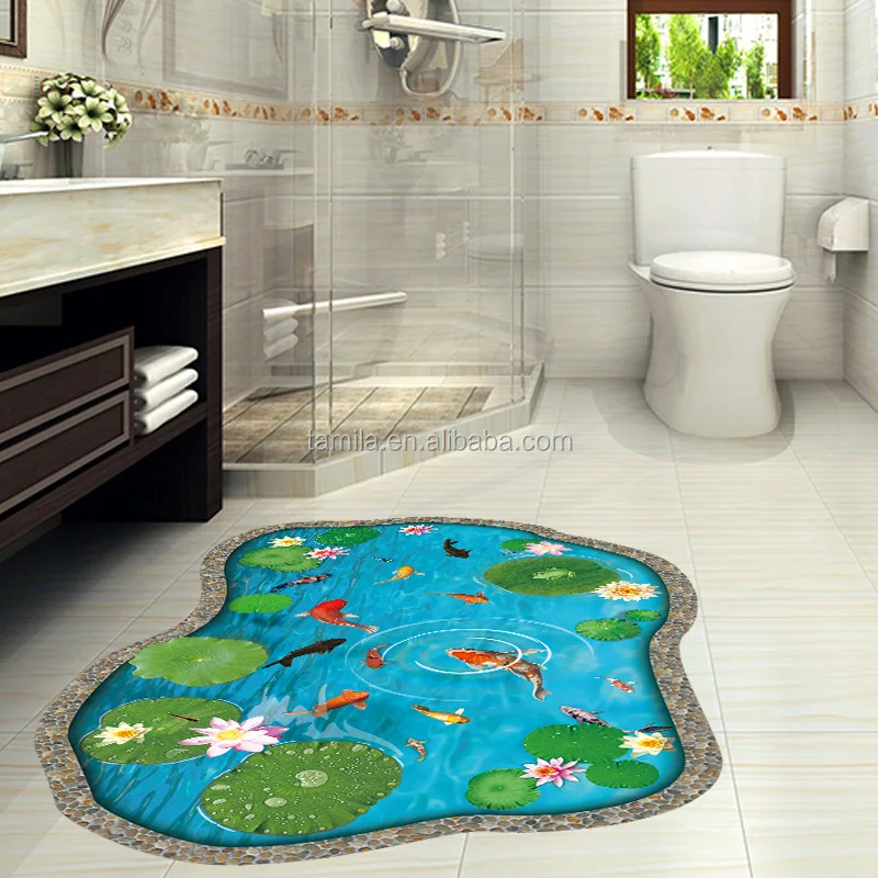 Fishes Water Pool Through The Floor Sticker Ome Decal Pastoral Mural ...