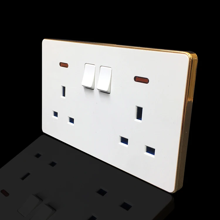 3 Pin 2 Gang Socket Switch European Standard Double Uk 13a Wall Sockets ...