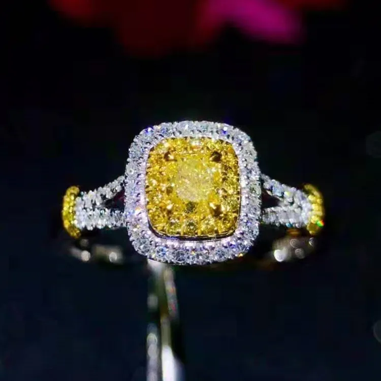 Saudi Arabia Royal Luxury Gem Jewelry - 0.24ct Yellow Diamond Ring