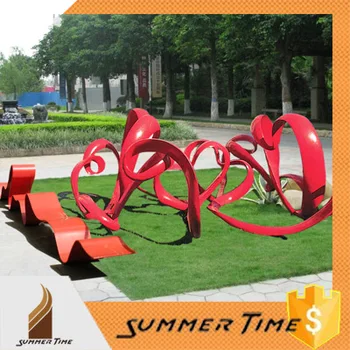Urbain Extérieur Rouge Ruban D'art Banc Sculpture - Buy Sculpture ...