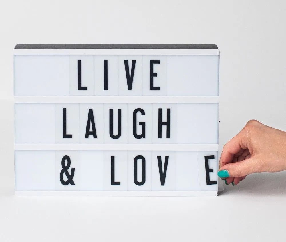 White Cinematic Style A4 Cinema Light Box Decorative Led Letters Light ...