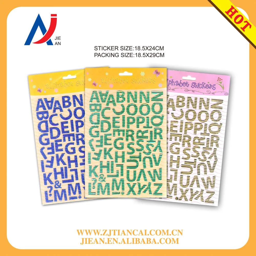 Kids Cute English Letters Pvc Puffy Stickers And Glitter Alphabet ...