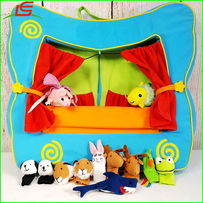 Parrot Tiger Panda Fish Theater 12 Finger Puppets Stage - Buy Puppets ...
