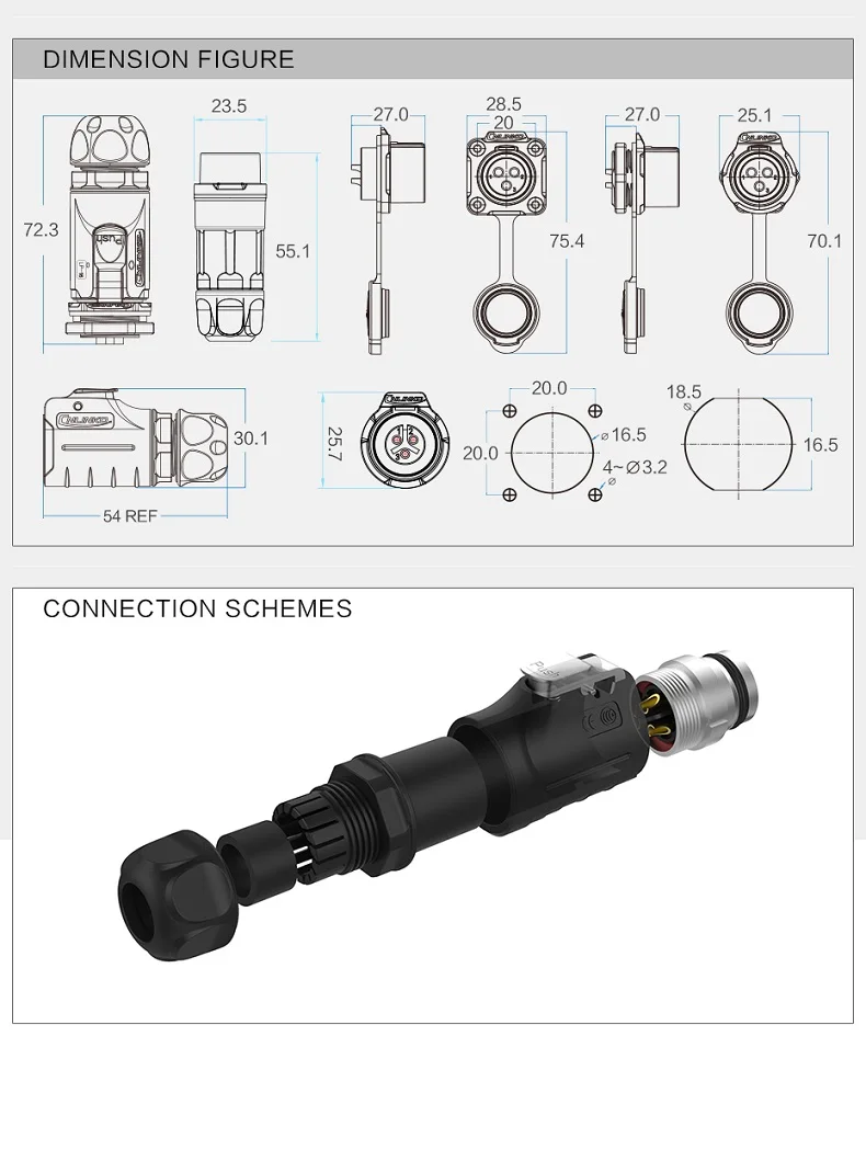 CNLINKO M16 Waterproof Quick Disconnect Bayonet Connectors