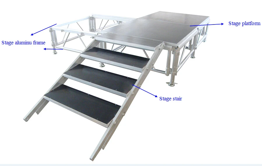 Easy Assembly Portable Four Legs Aluminum Adjustable Telescopic Stage ...