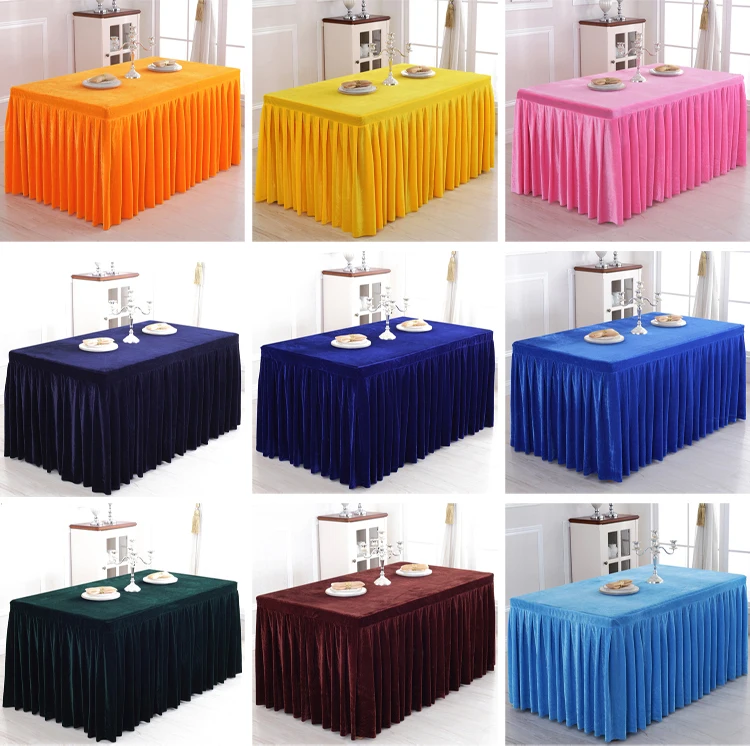 Fancy Rectangle Ruffled Velvet Table Skirt With Topper /hotel Wedding ...