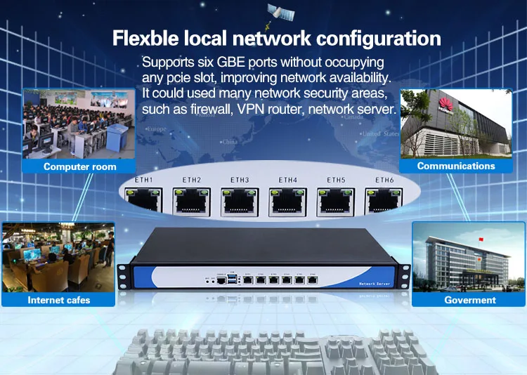 1u Rack Mount Server Pc 3855u Dual Core 6 Ethernet Ports Linux Firewall ...