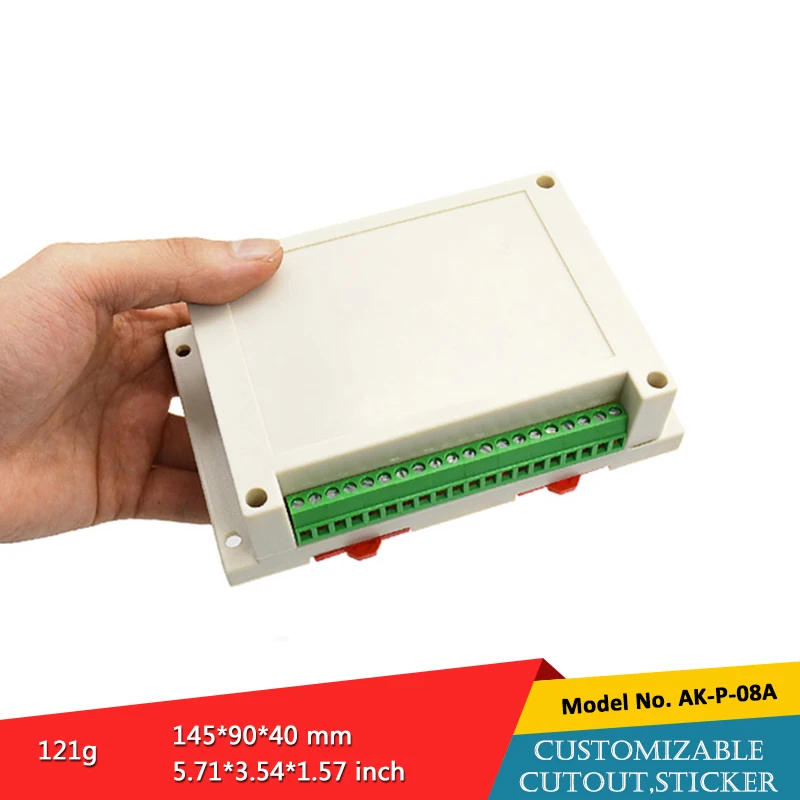 With Terminal Block Plastic Din-rail Enclosure For Electronic Pcb ...