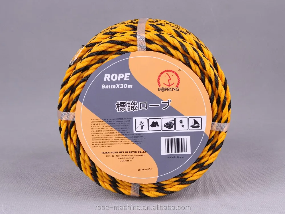 Yellow And Black Plastic Pp Twisted Tiger Rope - Buy Polypropylene ...
