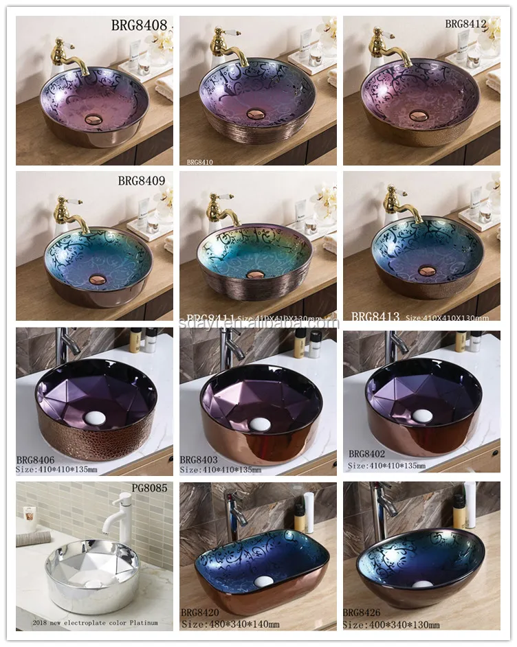 Golden Color Ceramic Electroplate Basin Rase Gold Design Washing Sink ...