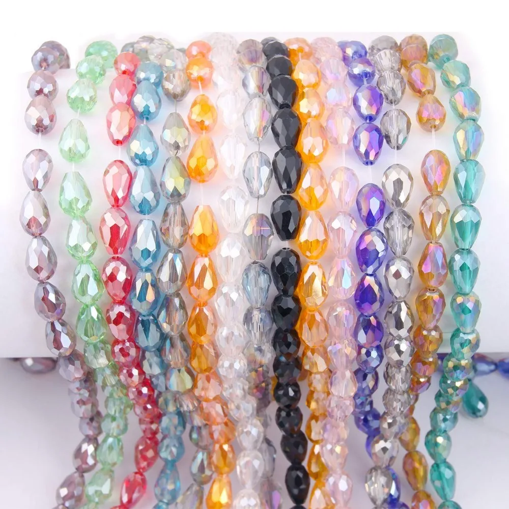 DIY Teardrop Crystal Beads - Mixed Color Faceted Kits