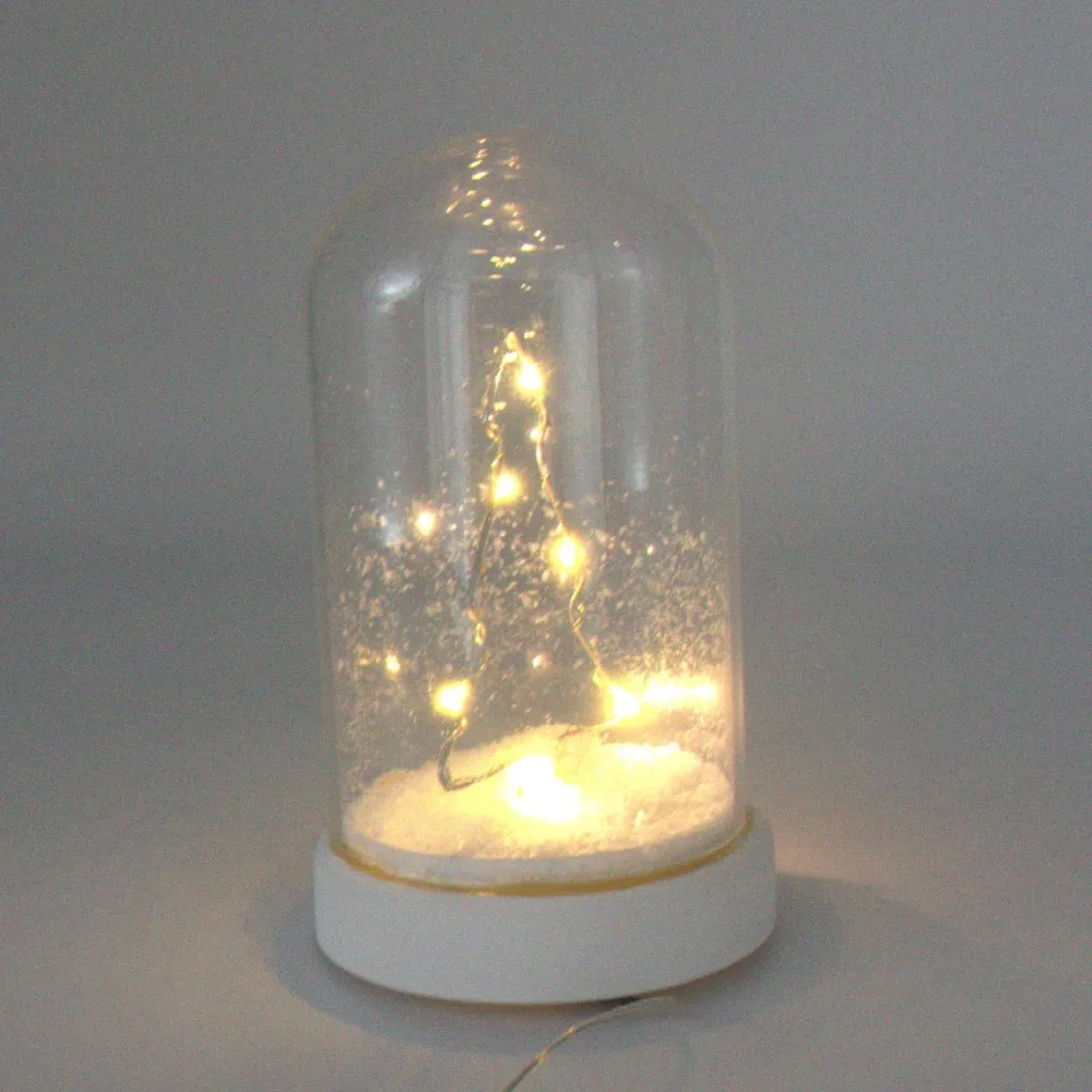 Christmas Tree In Glass Dome Decoration With Led Light For Home Decor ...
