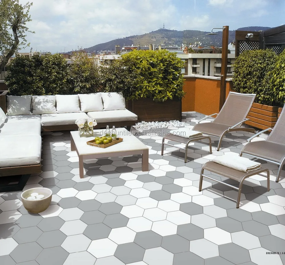 Nice Decorative Grey Color Hexagon Ceramic Tile Wall Tile For Wall And ...