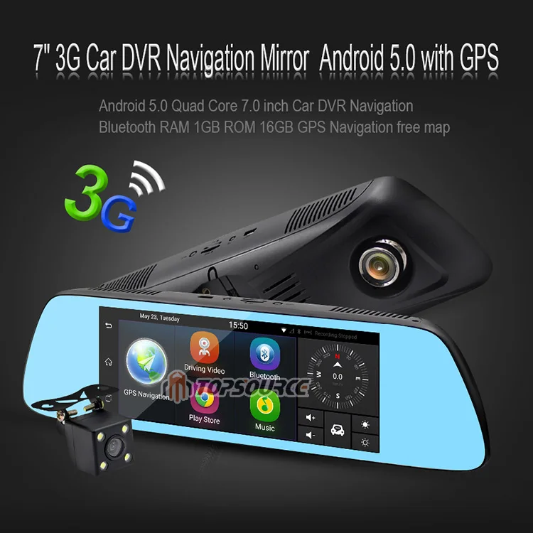 Free Shipping 7" Special 3g Smart Car Mirror Dvr Gps Wifi Android 5.0 ...