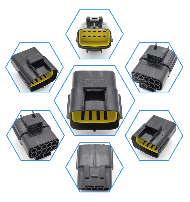 174657-2 Male 10 Pin Automotive Pa66 Amp Connector J Mkii Series ...