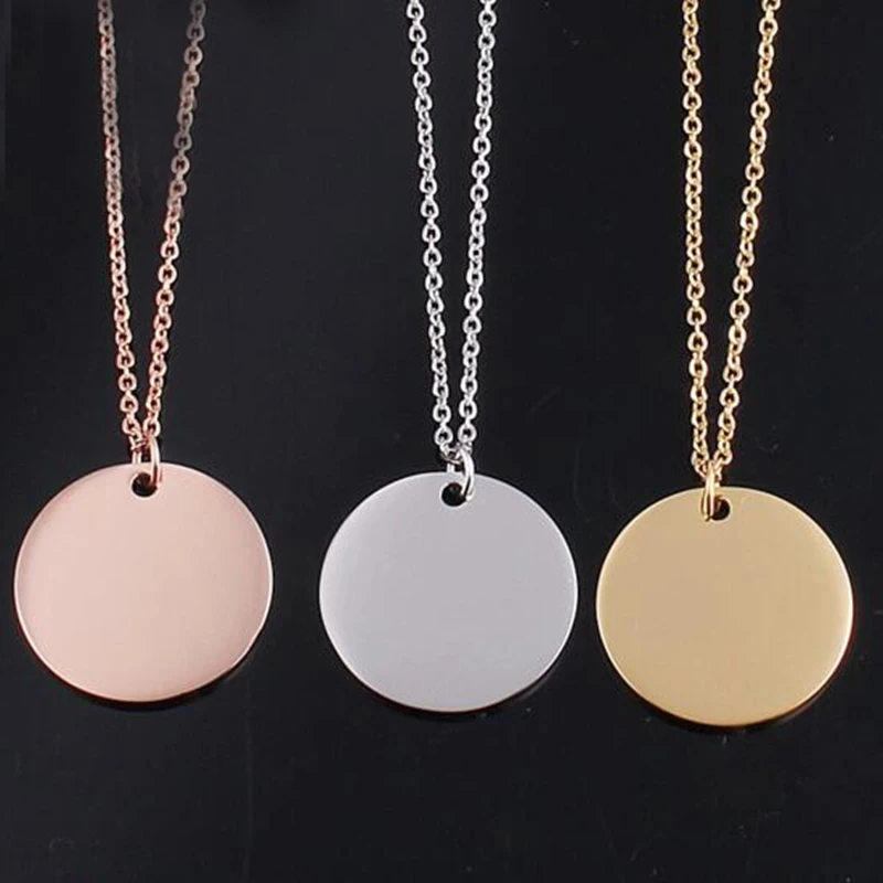 Wholesale Stainless Steel Round Initial Blank Disc Pendants Necklaces ...