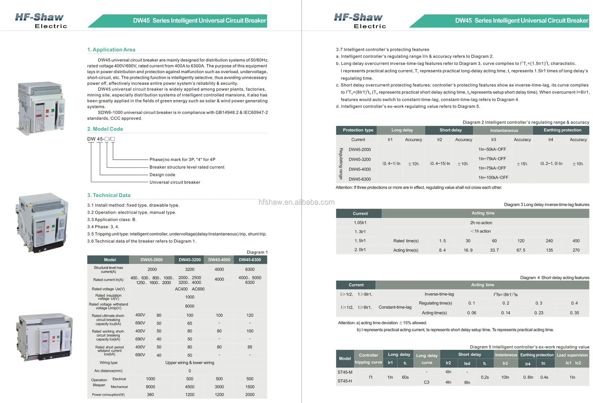 High Quality Dw45 Series Intelligent Universal Air Circuit Breaker Acb ...