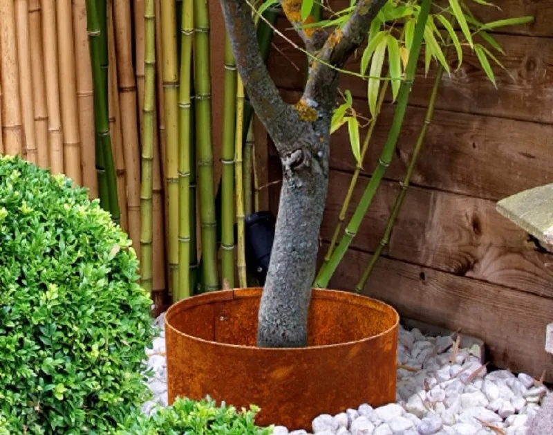 Custom Made Corten Steel Garden Planter/tree Ring With Folded Top Edge ...
