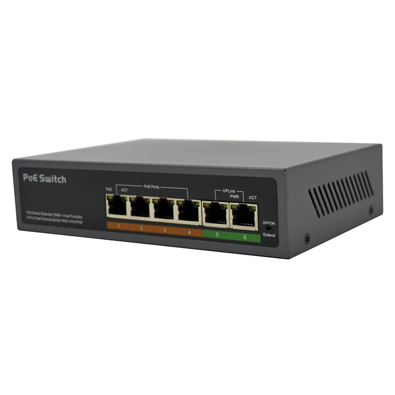 Cctv 6-port Switch 4-port 10/100m Poe Net Switch/hub W/ Psu Power Over ...