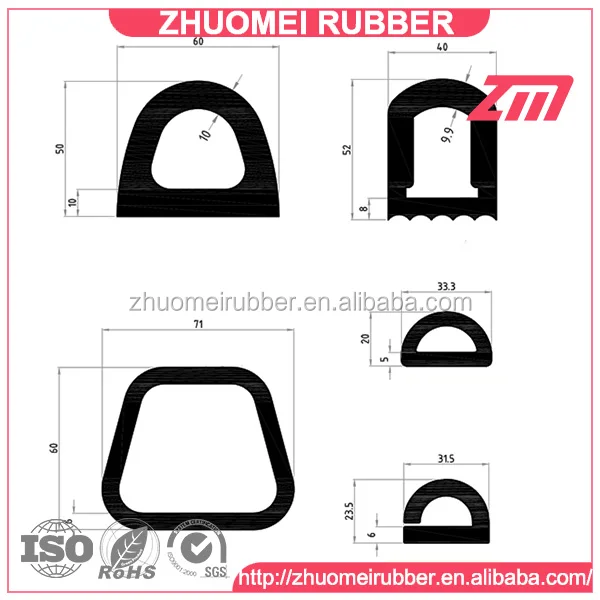 D Shape Extruded Rubber Bumper Strips - Impact Absorption