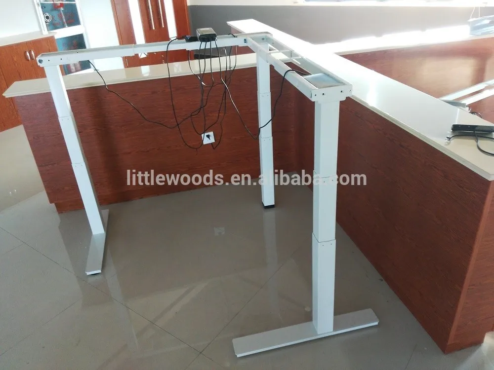 3 Motors 90 Degree Or 120 Degree Corner Height Adjustable Desk Table ...