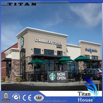 High Quality Simple Light Steel Prefabricated Coffee Shop Design - Buy ...