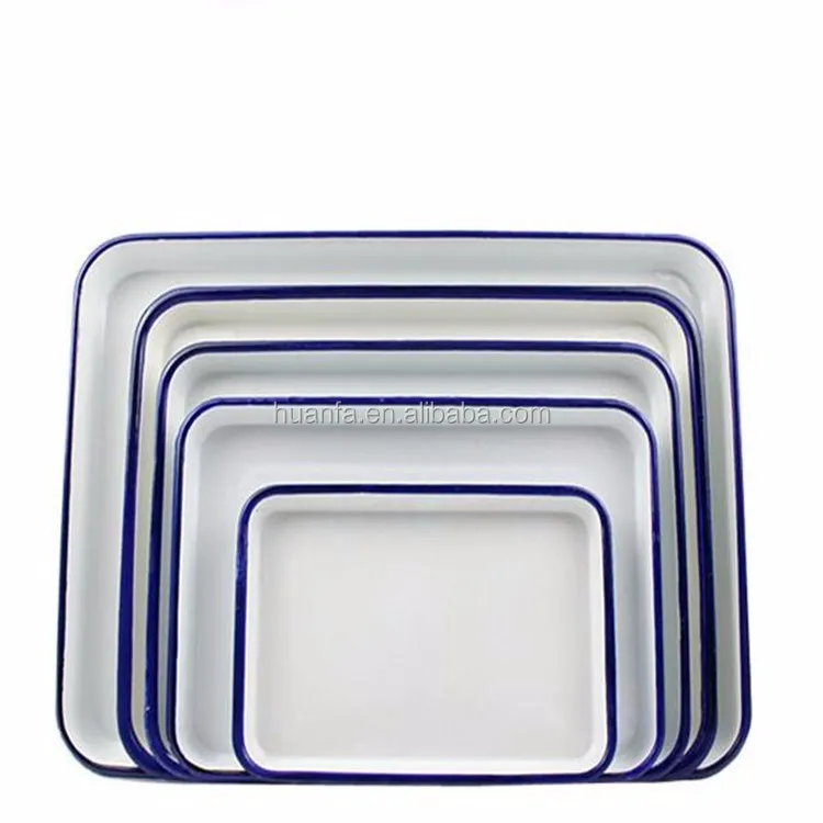 Enamel Dish Dinnerware Large Capacity Tray Enamel Square Roasting Pan ...