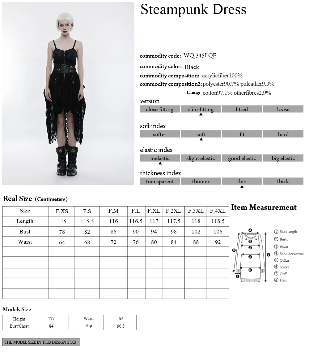 PUNK RAVE Steampunk Summer Fitted Dress WQ-345