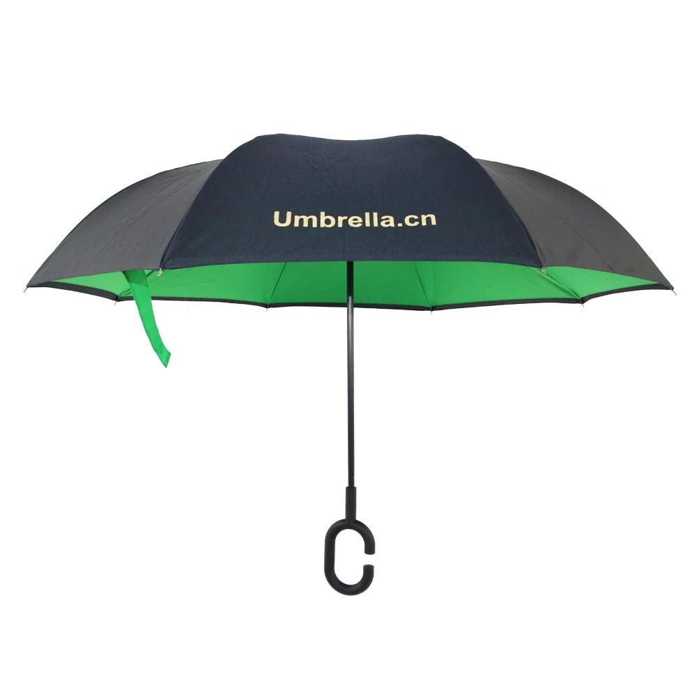 Custom Double Layer Windproof Reverse Umbrella With C-shaped Handle ...