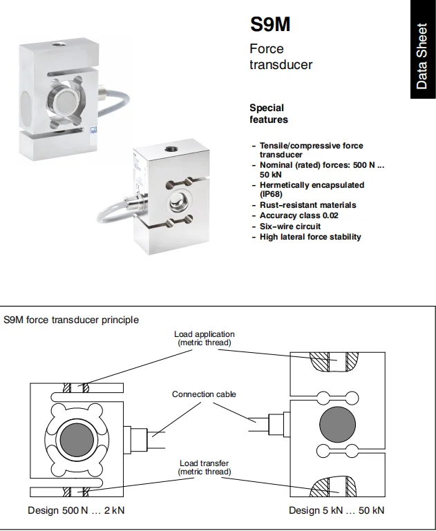 HBM S9M Force Transducer - Precision and Reliability