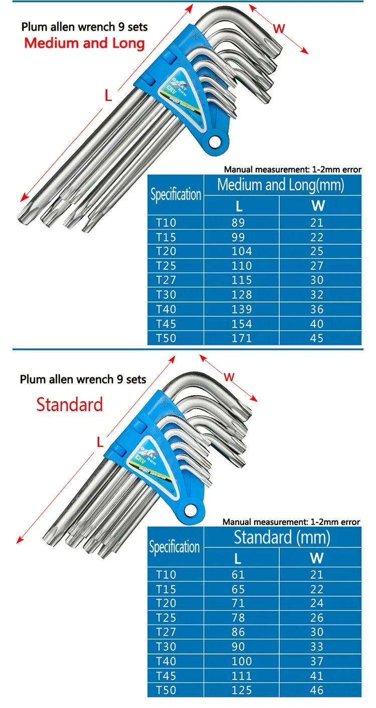 9 Pcs L-shape Hex Key Repair Tools Powerful Type Allen Wrench Set High ...