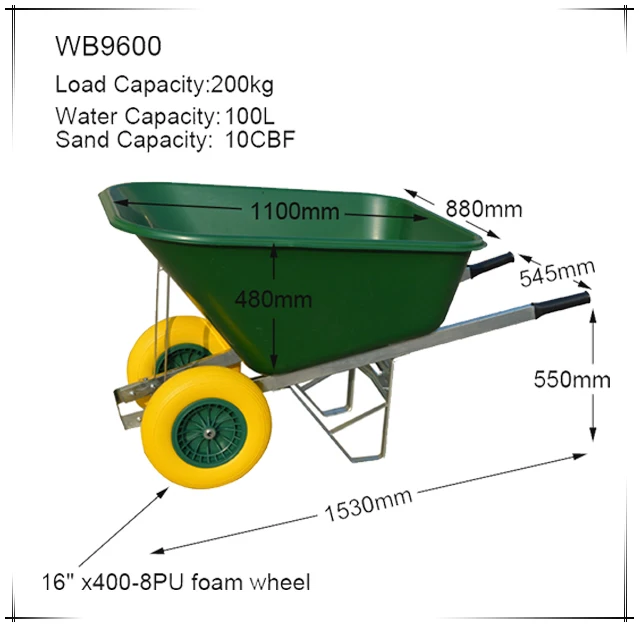 Heavy Duty Plastic Twin 200L Wheelbarrow - Durable & Versatile
