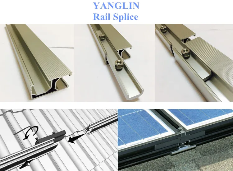 Solar Panel Roof Mounting Aluminum Rail Connector Rail Splice Kits ...