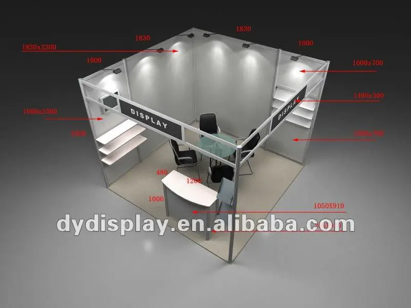 3x3 Aluminum Exhibition Booths With Lights,Brochure Boxes,Slatwall And ...